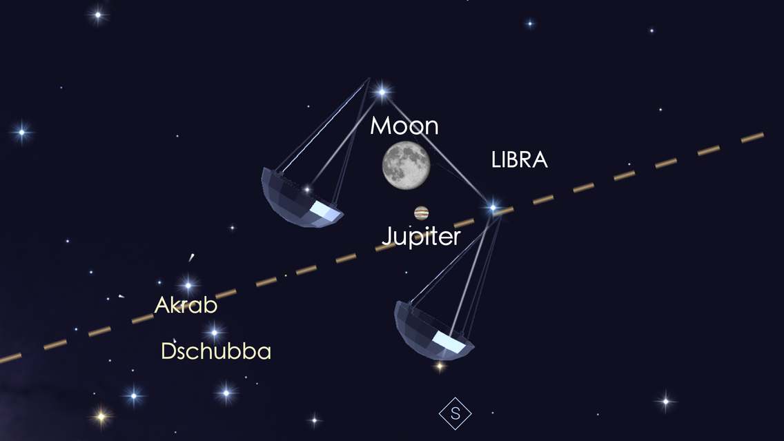 Moon & Jupiter meet in Libra | Star Walk