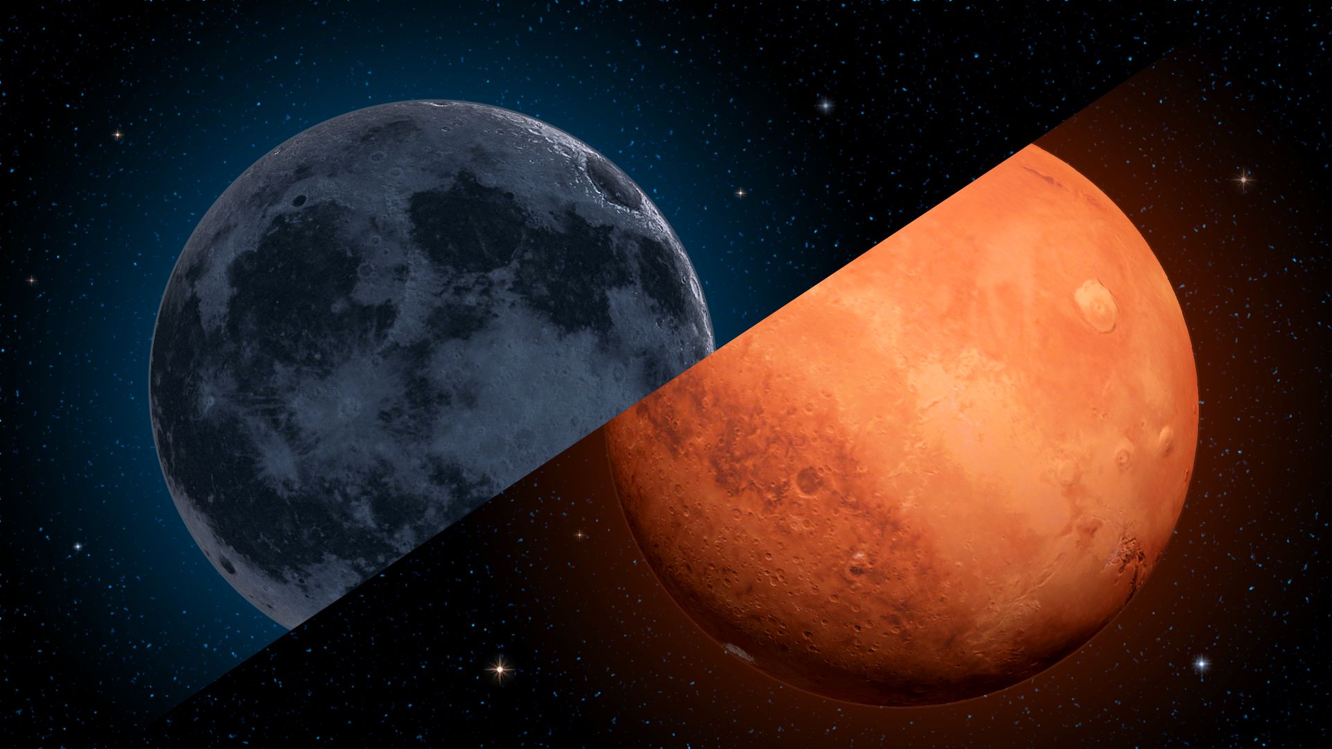 Close Approach of the Moon and Mars