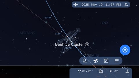 Beehive Cluster — Location Tonight | Messier 44 | M44 Star Cluster ...