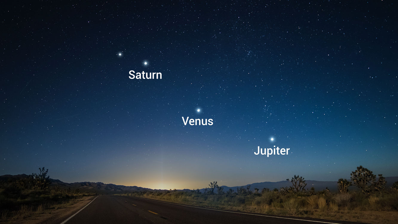 A Line-up of Three Bright Planets | Star Walk