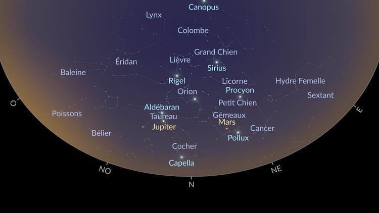Constellations de février | Étoiles en février | Carte du ciel de ...