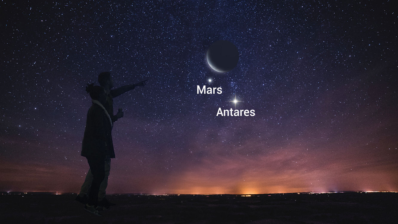 Old Moon Shines with Mars and Bright Antares | Star Walk