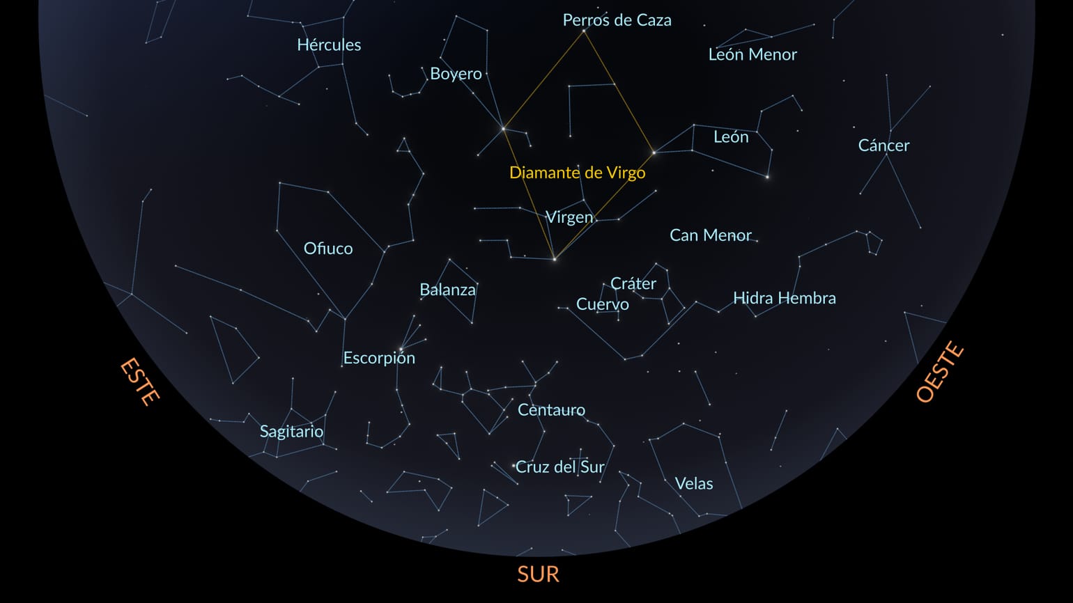 Constelaciones de mayo | Estrellas de mayo | Mapa del cielo de mayo ...