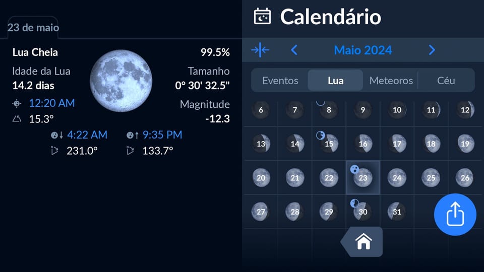 Lua Cheia Maio 2024 | Lua Das Flores 2024 | Próxima Lua Cheia | Star Walk
