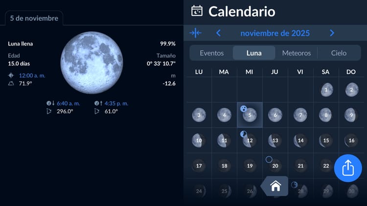 Calendario de Lunas Llenas 2025 | Programación de Lunas Llenas 2025 | Lunas Llenas 2025 | Star Walk