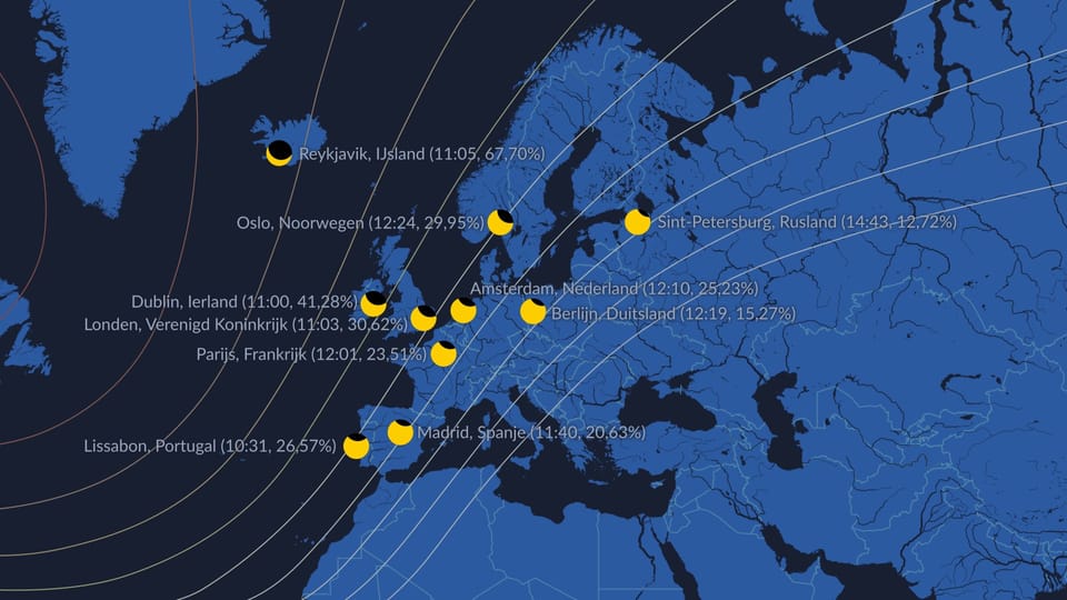 Zonsverduistering 2025: pad en tijden | Eclips 2025 | Hoe laat is de eclips | Star Walk